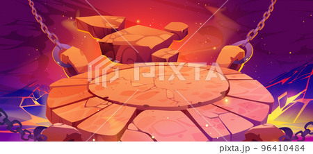 Battle arena in hell with lava round rock platformのイラスト素材 [96410484 ...