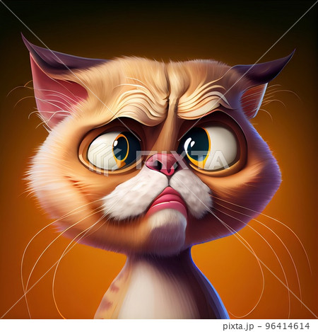 Funny cartoon of a catのイラスト素材 [96414614] - PIXTA