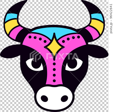 Painted bull face illustrationのイラスト素材 [96422641] - PIXTA