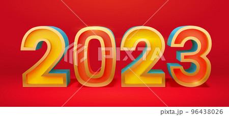 Golden 3D number 2023のイラスト素材 [96438026] - PIXTA