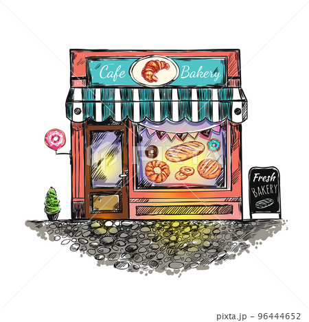 Outdoor Cafe Bakery Sketchのイラスト素材 [96444652] - PIXTA