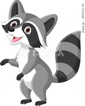 Cute raccoon cartoon on white backgroundのイラスト素材 [96452176] - PIXTA