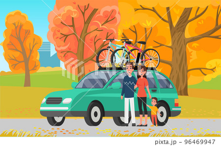 Young family, father, mother and their child...のイラスト素材 [96469947] - PIXTA