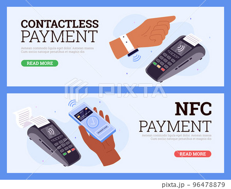 Contactless NFC payment horizontal banners or...のイラスト素材 [96478879] - PIXTA