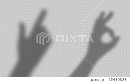 Shadow hand ok and pointing gestures illustrationのイラスト素材 [96480383] - PIXTA