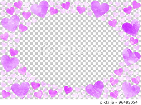 Watercolor style purple cute heart frame material - Stock Illustration ...