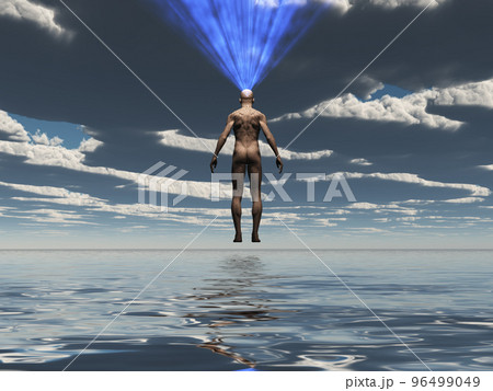 Man radiates light from mindのイラスト素材 [96499049] - PIXTA