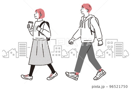 人物 通学する大学生の男女のイラスト素材 [96521750] - PIXTA