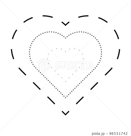Tracing heart shape symbol, dashed and dotted...のイラスト素材 [96531742] - PIXTA