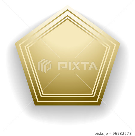 Golden pentagon label. Realistic metal blank...のイラスト素材 [96532578] - PIXTA