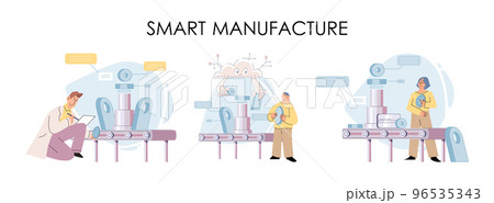 Manufacturing process at automated production...のイラスト素材 [96535343] - PIXTA