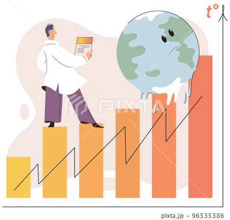 Global warming concept. Scientist studies...のイラスト素材 [96535386] - PIXTA