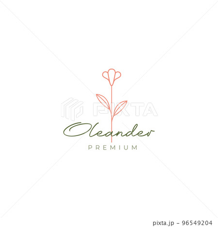 flower oleander plant aesthetic minimal logo...のイラスト素材 [96549204] - PIXTA
