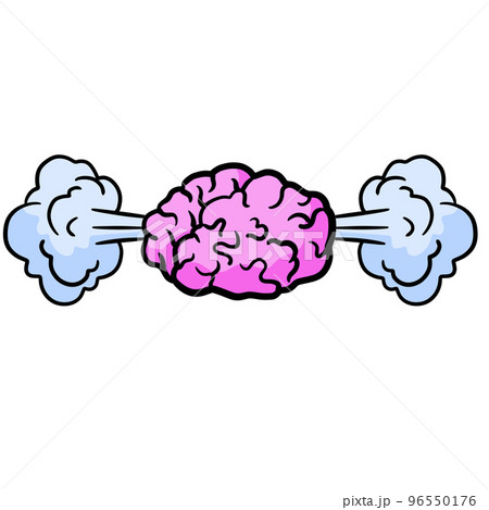 Steam from brain. Concept of hard work, fatigue...のイラスト素材 [96550176 ...