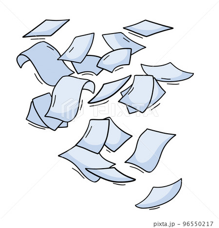 Paper files of documents fall down. Flying...のイラスト素材 [96550217] - PIXTA