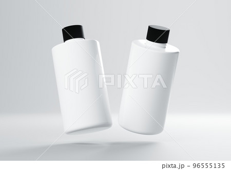 Two plastic shampoo bottles floating on gray...のイラスト素材 [96555135] - PIXTA