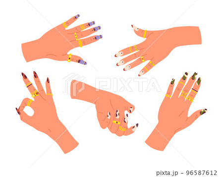 Cartoon female manicured hands, manicure salon...のイラスト素材 [96587612] - PIXTA