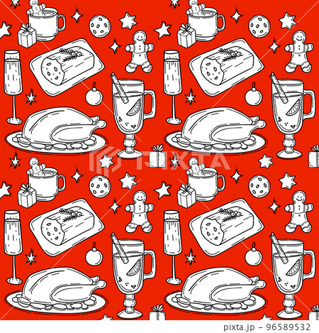 Seamless pattern with Traditional Christmas foodのイラスト素材 [96589532] - PIXTA