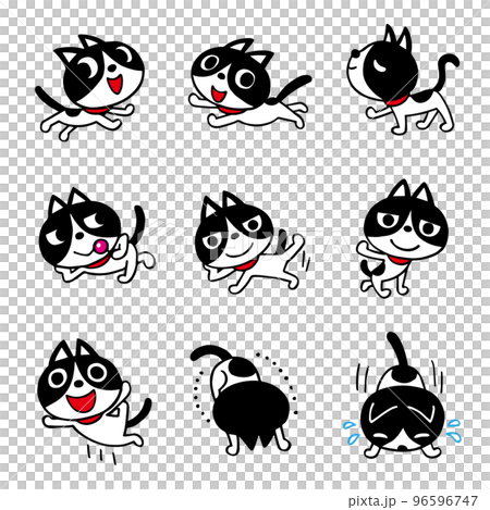 Hachiware cat's loose hand-drawn pose B set 1... - Stock Illustration ...