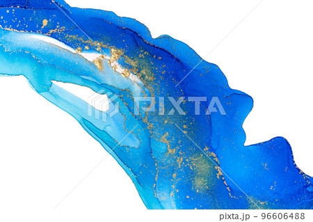 Blue Ink Flow Isolated on White Background....のイラスト素材 [96606488] - PIXTA
