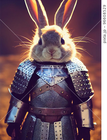 Spectacular rabbit knight equipped with armor...のイラスト素材 [96608529] - PIXTA