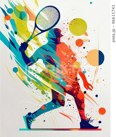 Tennis. Colorful abstract tennis background....のイラスト素材 [96615743] - PIXTA