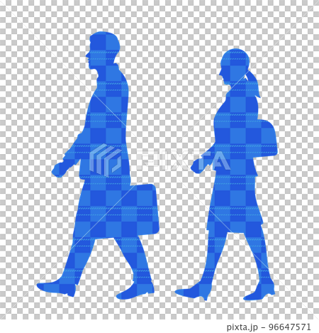 歩く会社員のシルエット チェック柄のイラスト素材 [96647571] - PIXTA