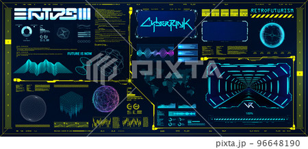 Retro wave cyberpunk with HUD interface...のイラスト素材 [96648190] - PIXTA