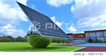 Fully autonomous solar power plant equipped...のイラスト素材 [96674762] - PIXTA