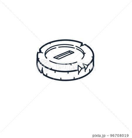 Gold coin. Outline cartoon Icon of money and...のイラスト素材 [96708019] - PIXTA