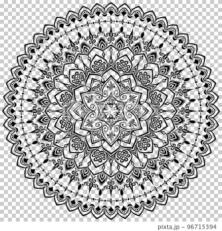 Mandala art (line drawing, lace style, Western... - Stock Illustration ...