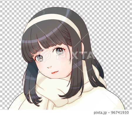 A girl wearing a headband and muffler Clothes =... - Stock Illustration ...