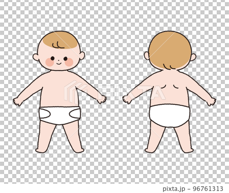 Baby's whole body front and back color line... - Stock Illustration ...