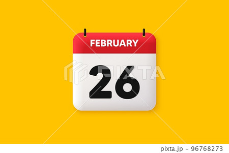Calendar date 3d icon. 26th day of the month...のイラスト素材 [96768273] - PIXTA