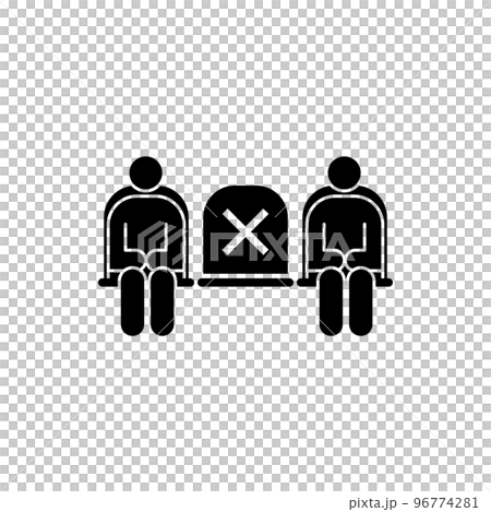 Maintain social distance do not sit sign iconのイラスト素材 [96774281] - PIXTA