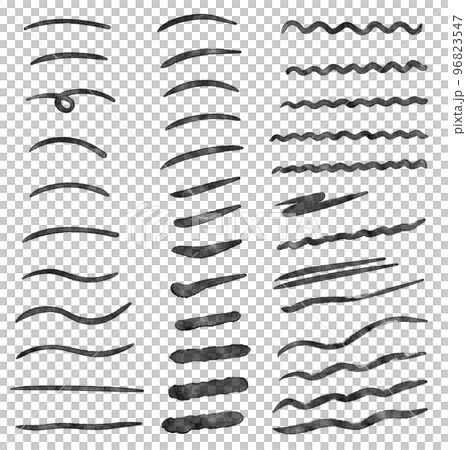 A set of watercolor brush lines with beautiful... - Stock Illustration ...