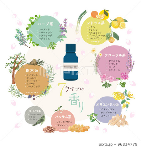 香りの分類・7タイプの香り_02のイラスト素材 [96834779] - PIXTA