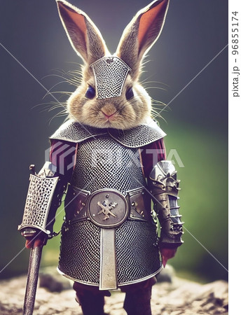 Spectacular rabbit knight equipped with armor...のイラスト素材 [96855174] - PIXTA