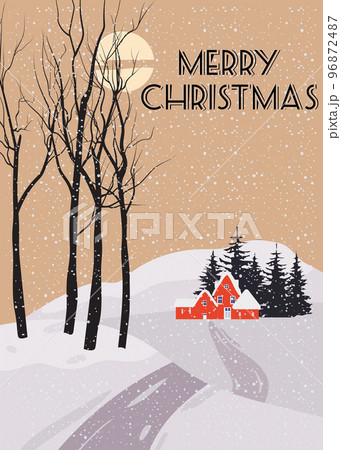 Merry Christmas. Winter village rural winter...のイラスト素材 [96872487] - PIXTA