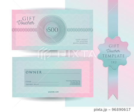 Gift voucher card template. Modern discount 500...のイラスト素材 [96890617 ...