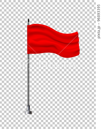 Red waving flag, mock up isolated. Realistic...のイラスト素材 [96893395] - PIXTA