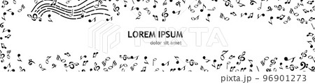 Music notes horizontal background. Frame for...のイラスト素材 [96901273] - PIXTA
