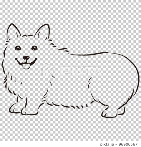 Simple and cute corgi hand-drawn line drawing... - Stock Illustration ...