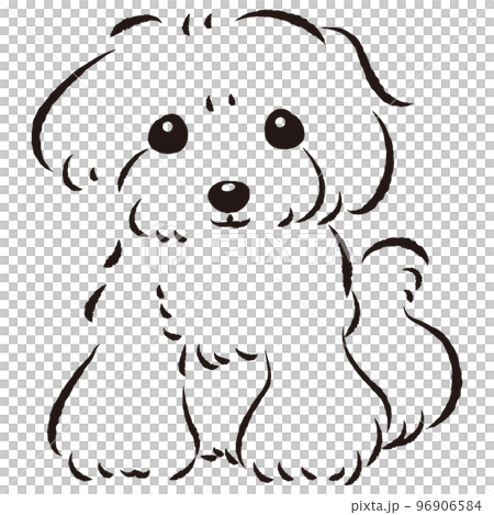 Simple and cute toy poodle hand-drawn line... - Stock Illustration ...
