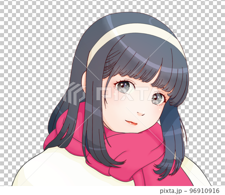 Girl with headband and muffler Clothes = milky... - Stock Illustration ...
