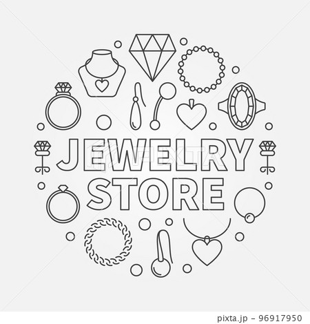 Jewelry store vector concept round illustration...のイラスト素材 [96917950 ...