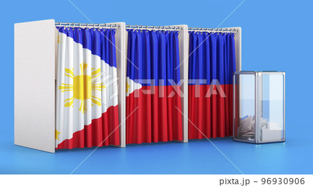 Voting booths with Filipino flag and ballot...のイラスト素材 [96930906] - PIXTA