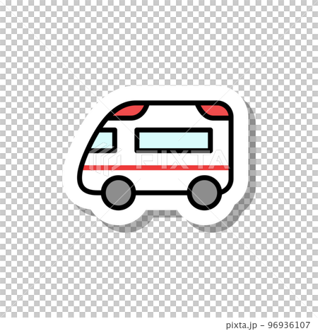 mini sticker medical icon ambulance - Stock Illustration [96936107] - PIXTA