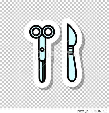mini sticker medical icon scalpel forceps - Stock Illustration ...