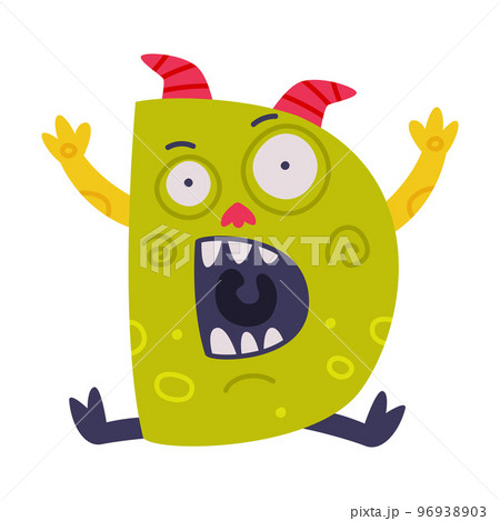 Monster Alphabet with Green Capital Letter D...のイラスト素材 [96938903] - PIXTA